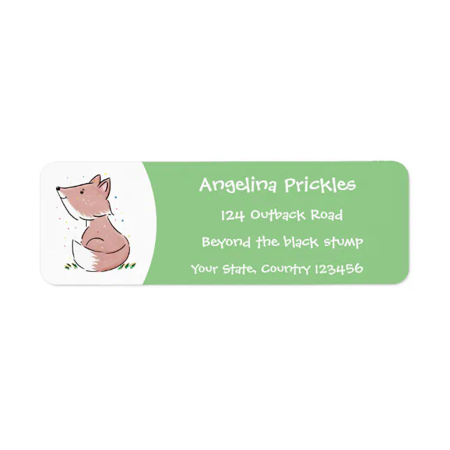 Cute baby fox cartoon illustration label | Zazzle