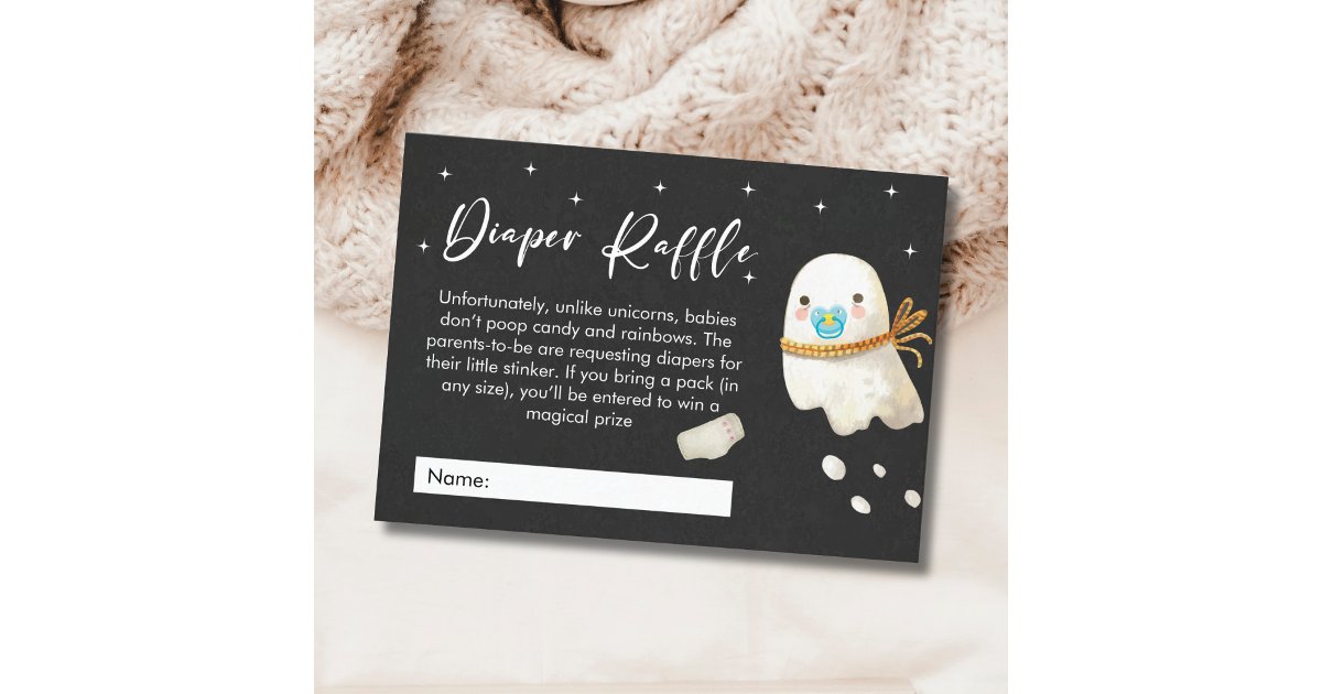Cute Baby Ghost Diaper Raffle Baby Shower Enclosure Card | Zazzle