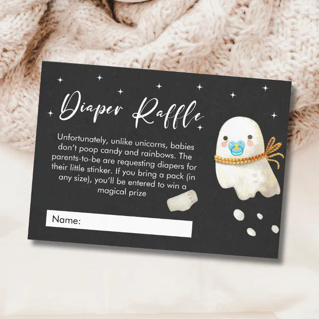 Cute Baby Ghost Diaper Raffle Baby Shower Enclosure Card | Zazzle