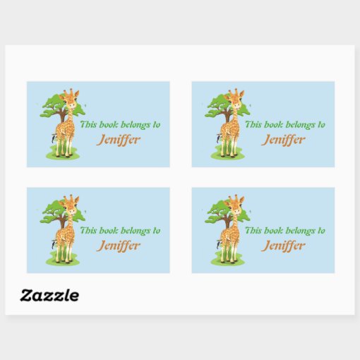 Cute Baby Giraffe Back to School Rectangular Sticker | Zazzle