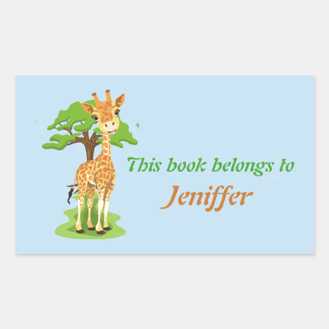 Cute Baby Giraffe Back to School Rectangular Sticker | Zazzle