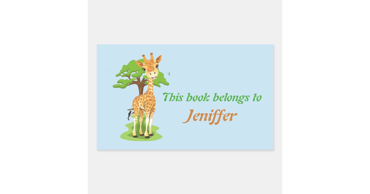 Cute Baby Giraffe Back to School Rectangular Sticker | Zazzle