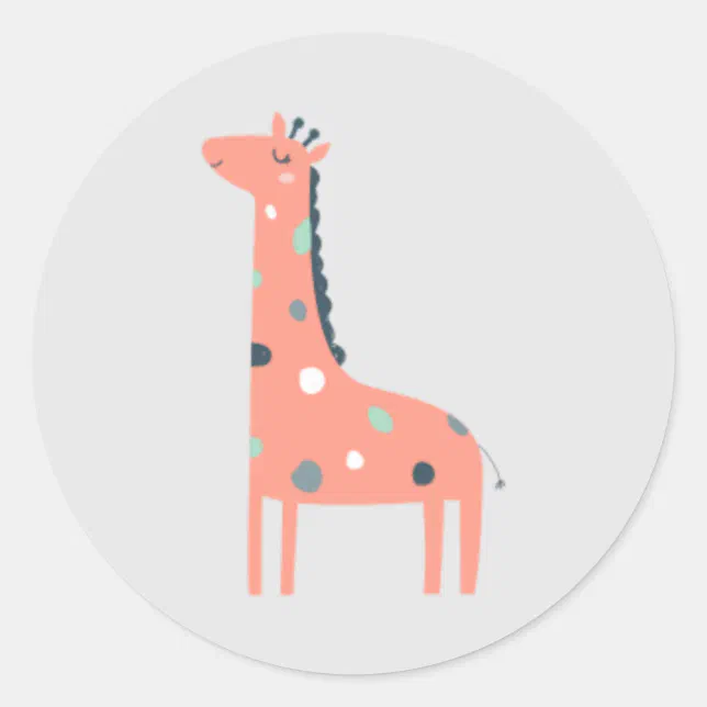 Cute baby giraffe sleeping classic round sticker | Zazzle