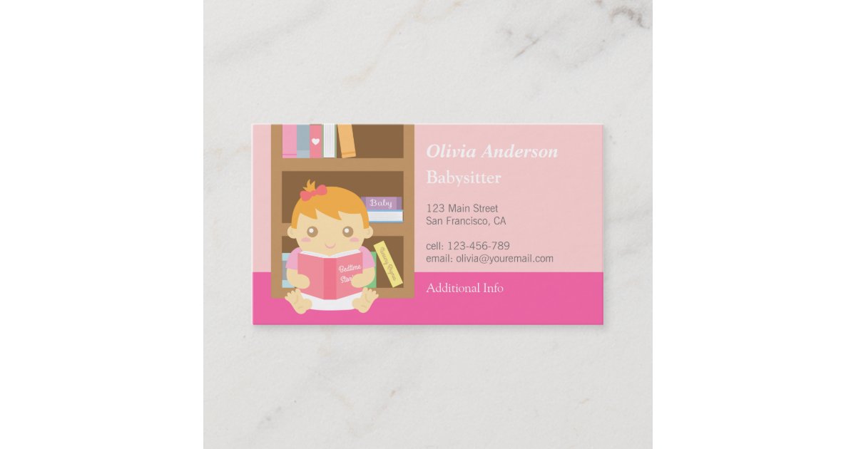 Cute Baby Girl Babysitting Business Cards | Zazzle