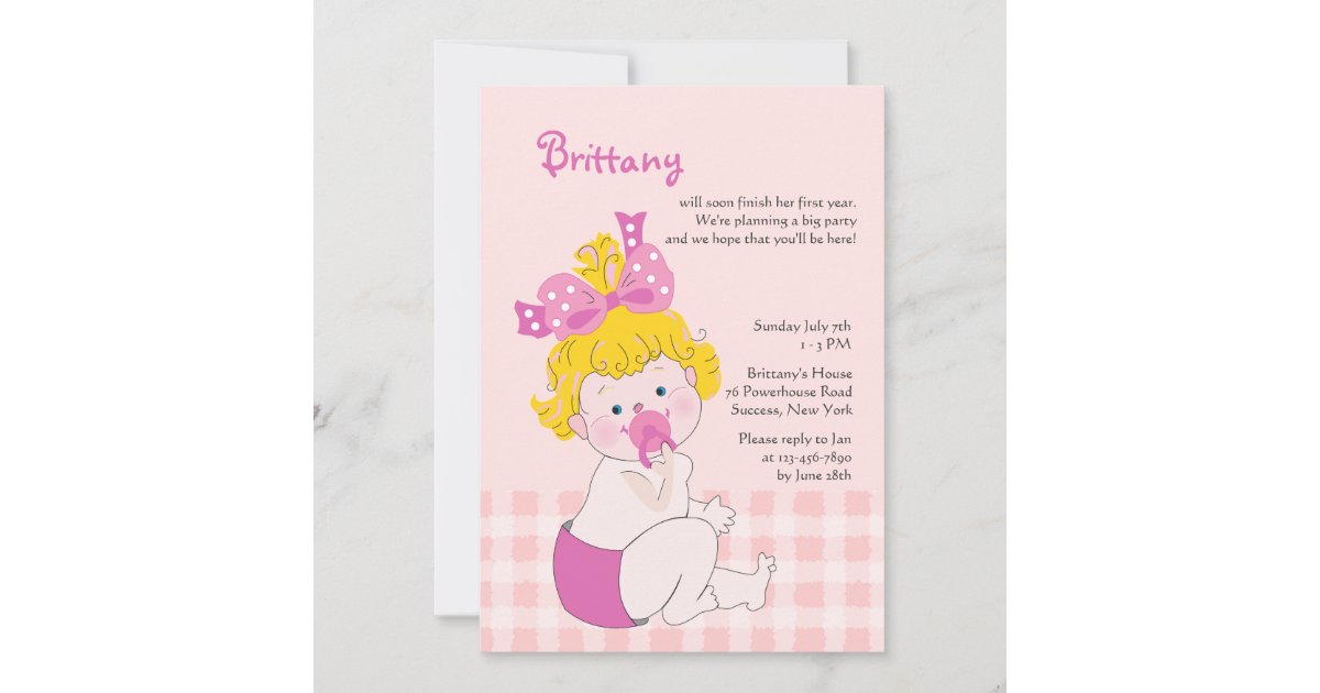 Cute Baby Girl Invitation | Zazzle
