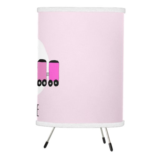 Cute Baby Girl Pink Locomotive Train with Name Tripod Lamp | Zazzle