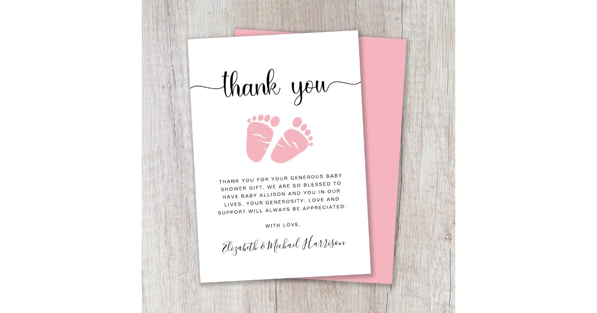 Cute Baby Girl Shower Thank You Card | Zazzle