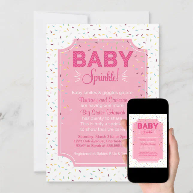 Cute Baby Girl Sprinkle Invitation | Zazzle
