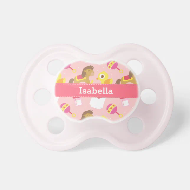 Cute Baby Girl Sweet Pink Toys Pattern Pacifier | Zazzle