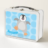 Cute baby happy emperor penguin cartoon metal lunch box | Zazzle