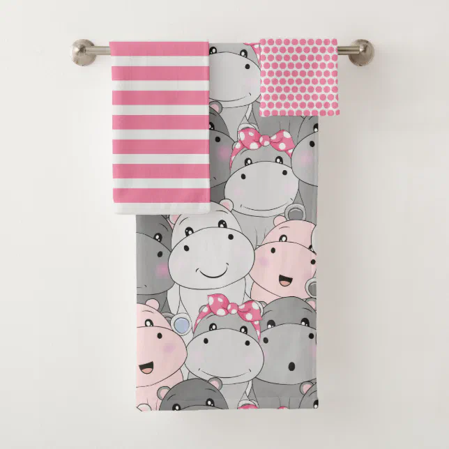 Cute Baby Hippo Bathroom Towel Set | Zazzle