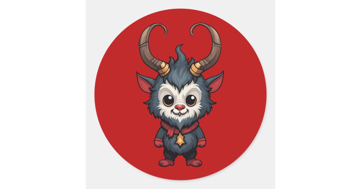 Cute Baby Krampus Classic Round Sticker | Zazzle
