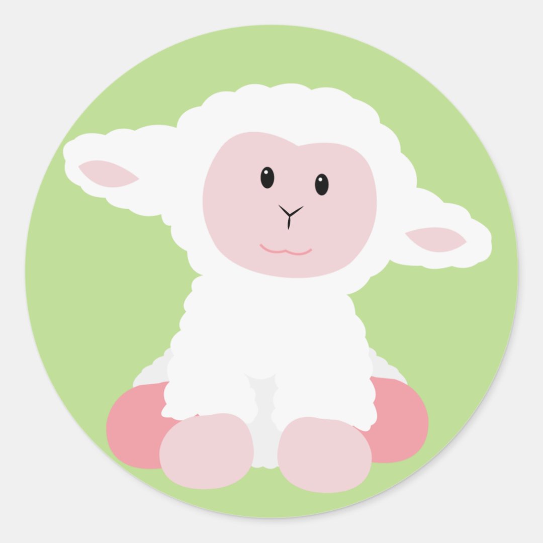 Cute Baby Lamb Classic Round Sticker | Zazzle
