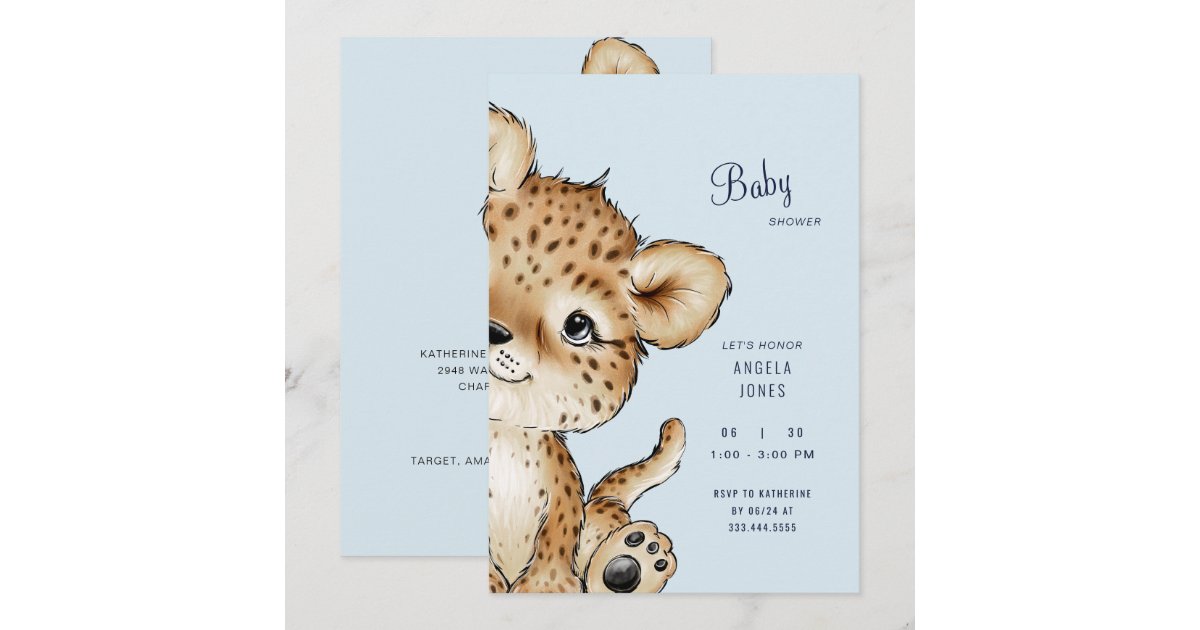 Cute Baby Leopard Baby Shower Invitation | Zazzle