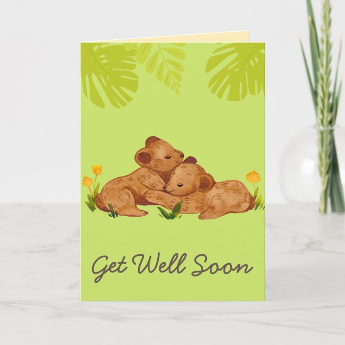 Cute Baby Lion and Encouragement Get Well Green C Card | Zazzle.com