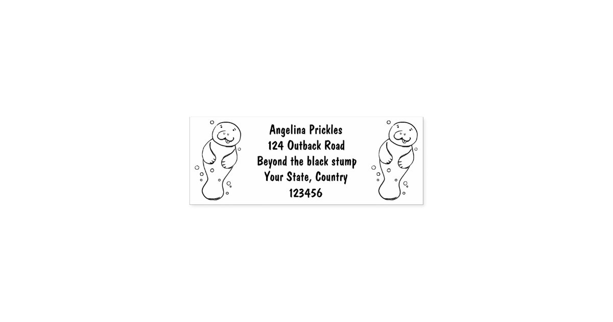 Cute baby manatee with bubbles illustration rubber stamp | Zazzle