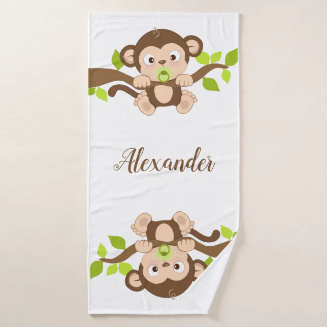 Cute Baby Monkey Bath Towel Set | Zazzle