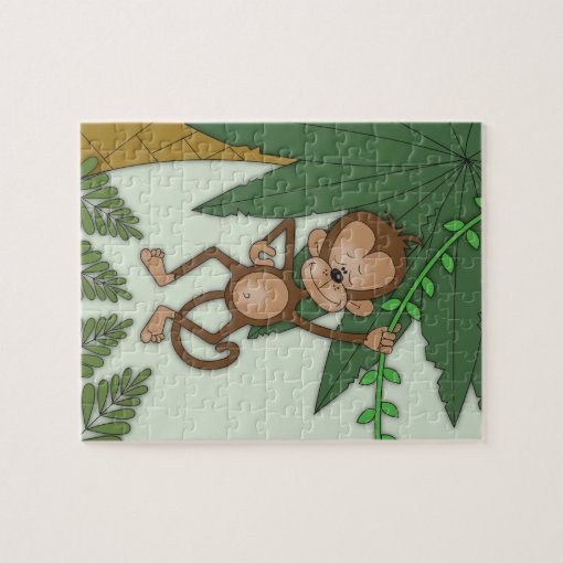 Cute Baby Monkey Cartoon Jigsaw Puzzle | Zazzle