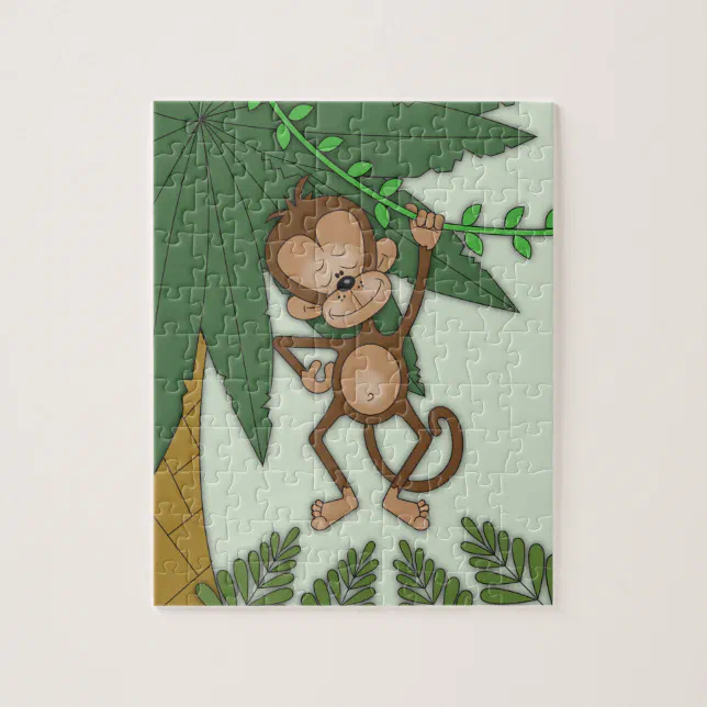 Cute Baby Monkey Cartoon Jigsaw Puzzle | Zazzle