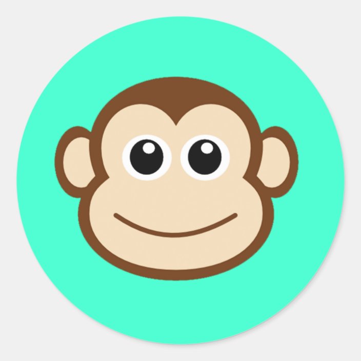 Cute Baby Monkey Face Classic Round Sticker | Zazzle.com