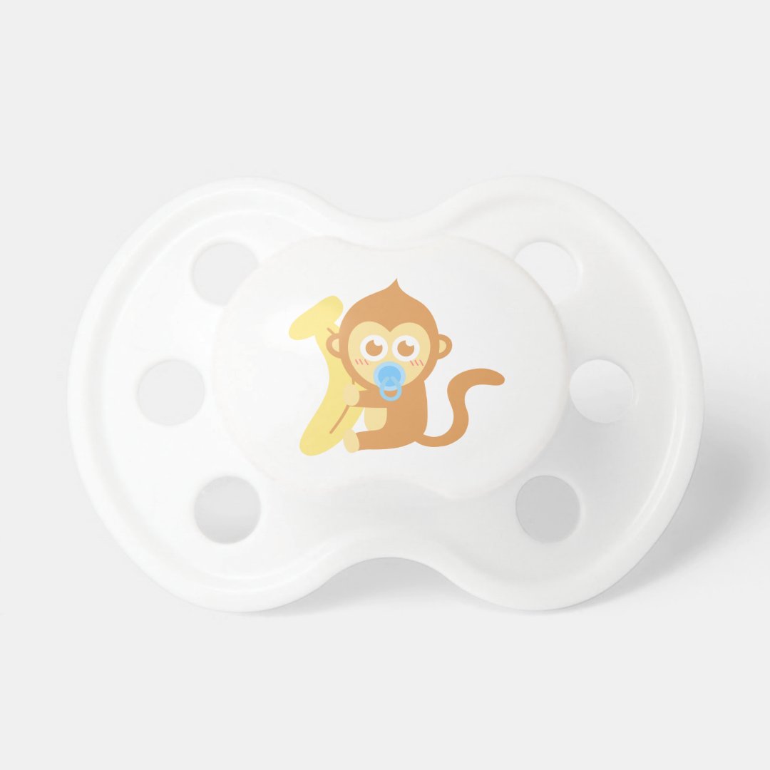 Cute Baby Monkey With Banana Pacifier | Zazzle