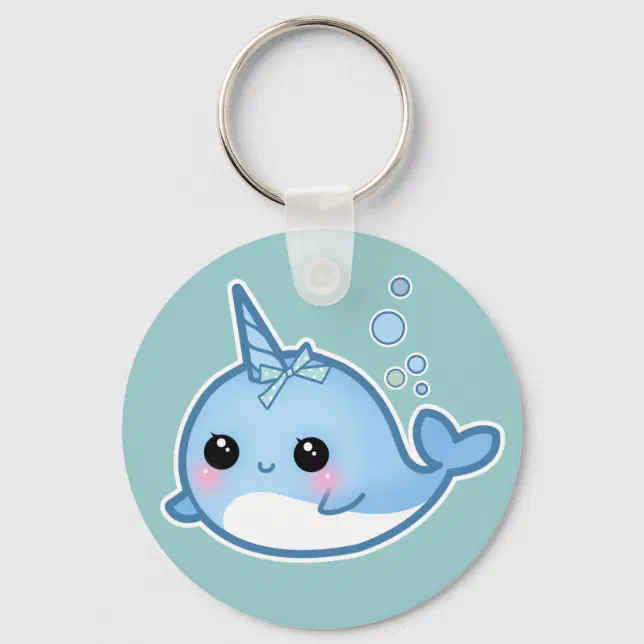 Cute baby narwhal keychain | Zazzle