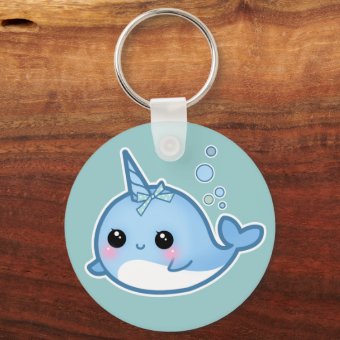 Cute baby narwhal keychain | Zazzle