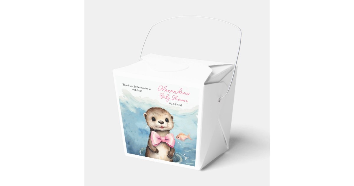 Cute Baby Otter Girl Baby Shower Favor Boxes | Zazzle