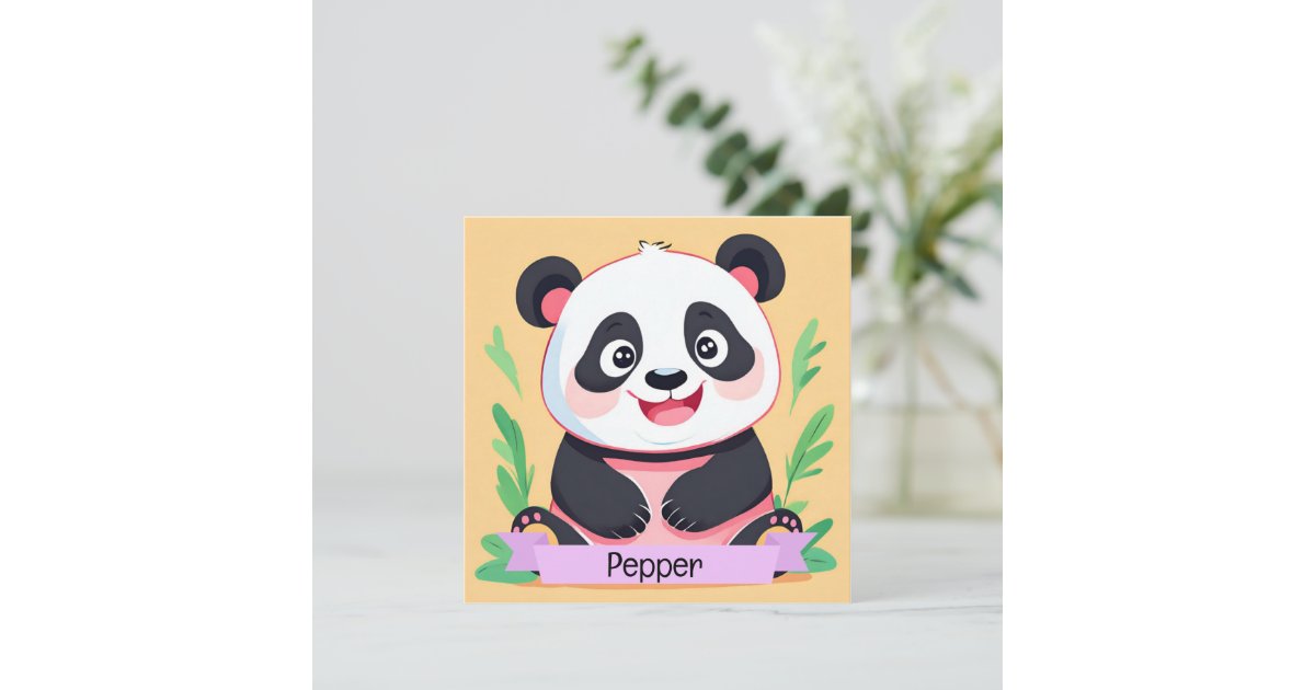 Cute Baby Panda Custom Name Invitation | Zazzle