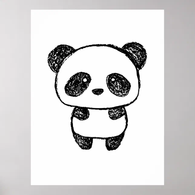 Cute Baby Panda Drawn in Charcoal - Amanda Roos Poster | Zazzle