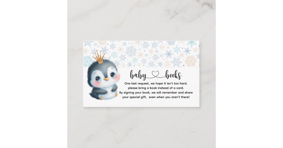 Cute Baby Penguin Book request Enclosure Card | Zazzle