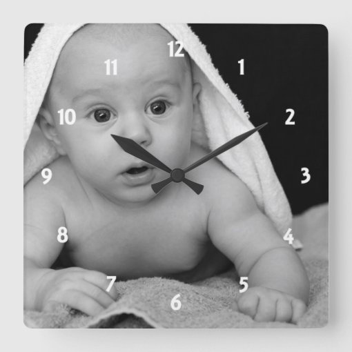 Cute Baby Photo It Your Way Square Wall Clock | Zazzle