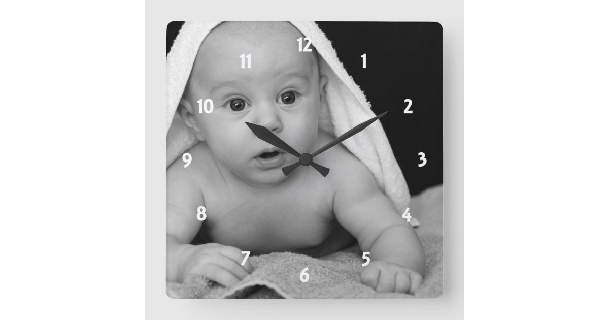 Cute Baby Photo It Your Way Square Wall Clock | Zazzle