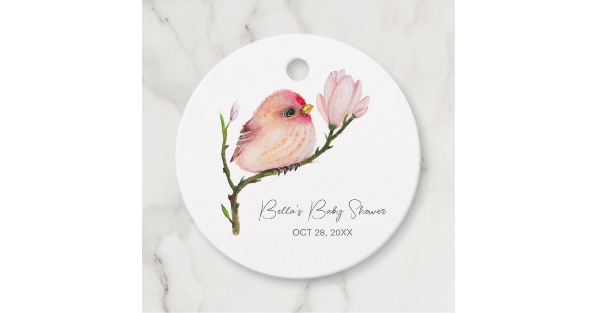 Cute Baby Redpoll Bird Baby Shower Favor Tags | Zazzle