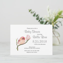 Cute Baby Redpoll Bird Baby Shower Invitations | Zazzle