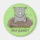 Cute baby rhino green cartoon illustration magnet | Zazzle