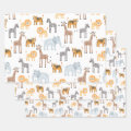 Cute Baby Safari Animal Watercolor Pattern Wrapping Paper Sheets | Zazzle