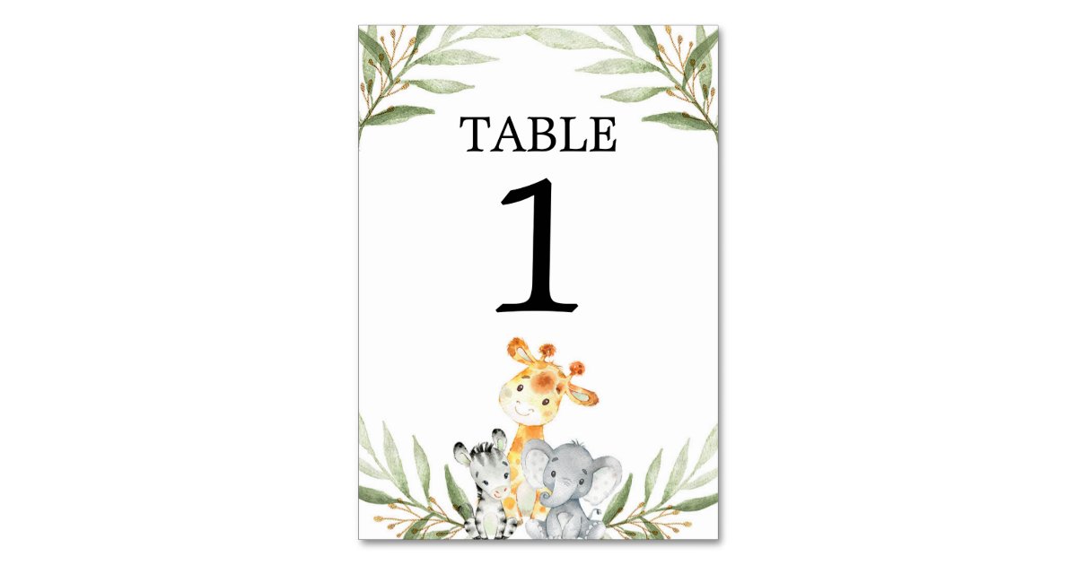 Cute baby safari animals table numbers | Zazzle