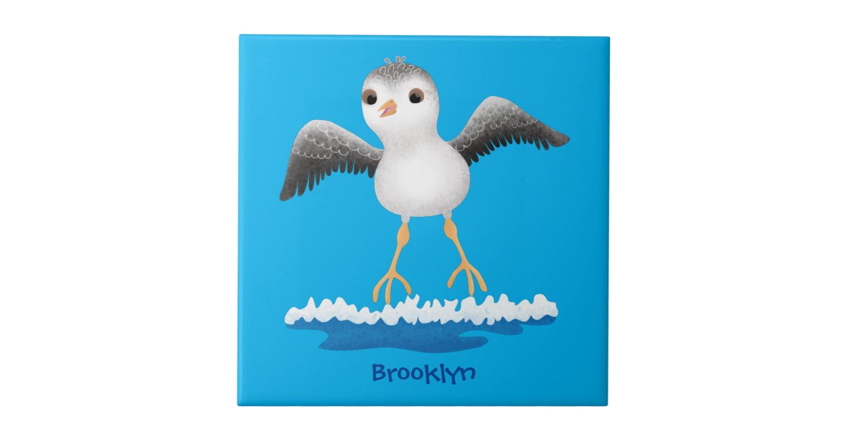Cute baby sandpiper cartoon illustration ceramic tile | Zazzle