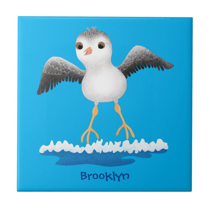 Cute baby sandpiper cartoon illustration ceramic tile | Zazzle