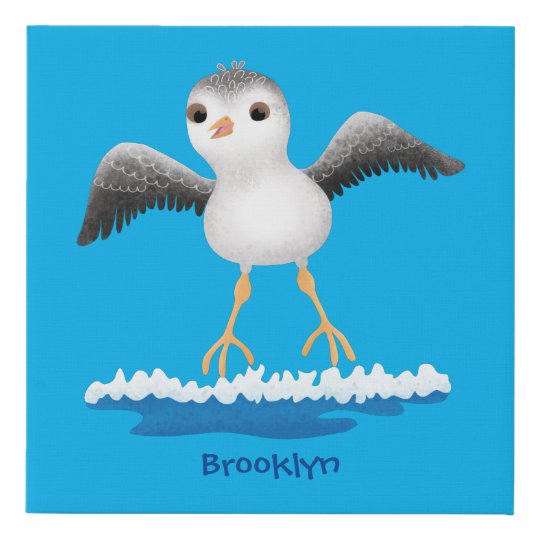 Cute baby sandpiper cartoon illustration faux canvas print | Zazzle.com