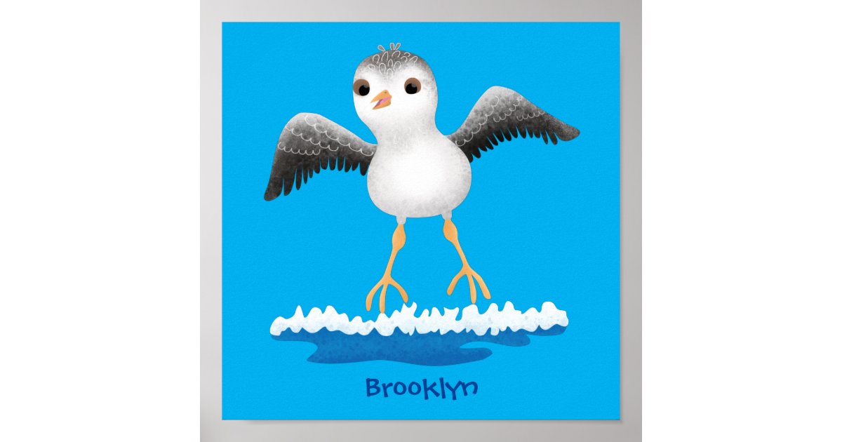 Cute baby sandpiper cartoon illustration poster | Zazzle