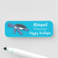 Cute baby sea turtle cartoon illustration name tag | Zazzle