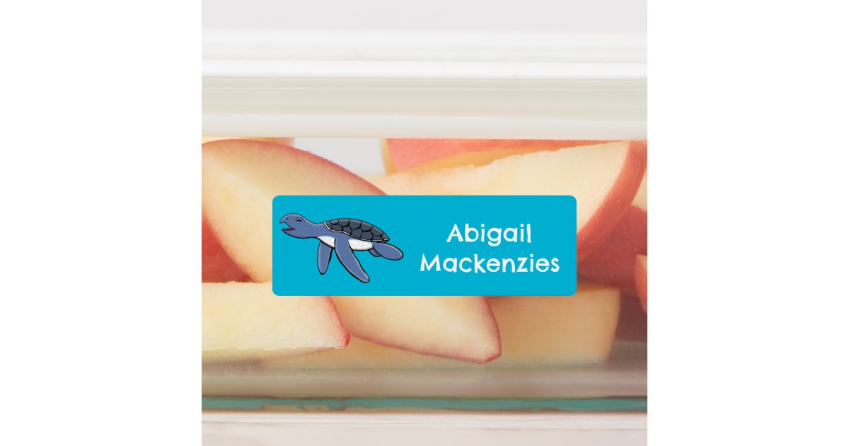 Cute baby sea turtle cartoon personalized labels | Zazzle