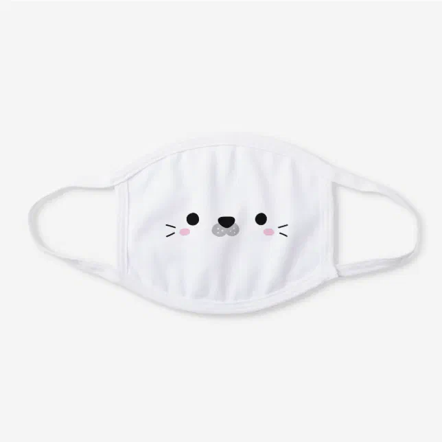 Cute Baby Seal Pup Face White Cotton Face Mask | Zazzle