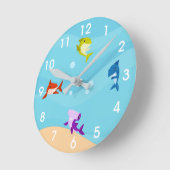Cute Baby Shark Kid's Room Nursery Round Clock | Zazzle