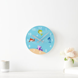 Cute Baby Shark Kid's Room Nursery Round Clock | Zazzle
