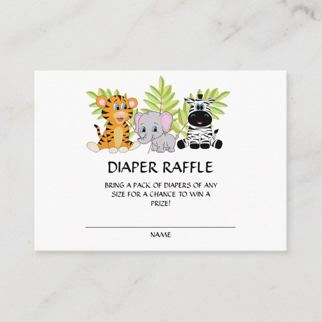 Cute Baby Shower Animal Diaper Raffle Enclosure Card | Zazzle