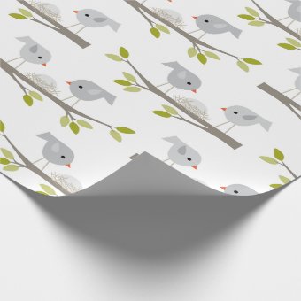 Cute Baby Shower Bird Nest Wrapping Paper | Zazzle