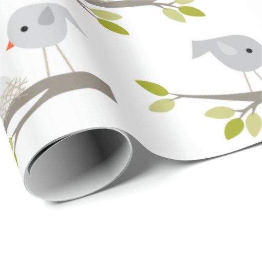 Cute Baby Shower Bird Nest Wrapping Paper | Zazzle